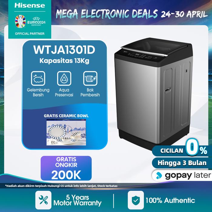 Promo Hisense Mesin Cuci 1 Tabung Top Loading 13kg Washing Machine WTJA1301D Cicil 0% 3x - Kab ...