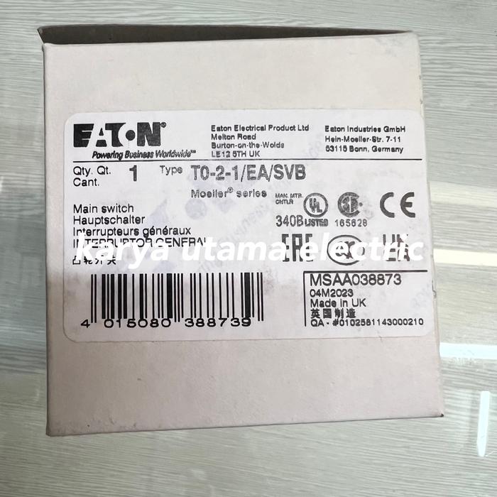 Jual main switch eaton T0-2-1/EA//SVB ON-OFF EATON main switch - Jakarta Barat - Karya utama ...
