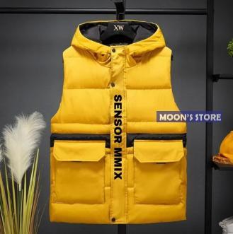 Jual BARU! Jaket Puffer / Vest Hoodie Polos Lengan Pendek Ukuran M-XL ...