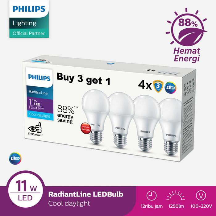 Promo Philips Lampu Bohlam Multipack LED Bulb 11W Cahaya Putih - Jakarta Barat - Philips ...