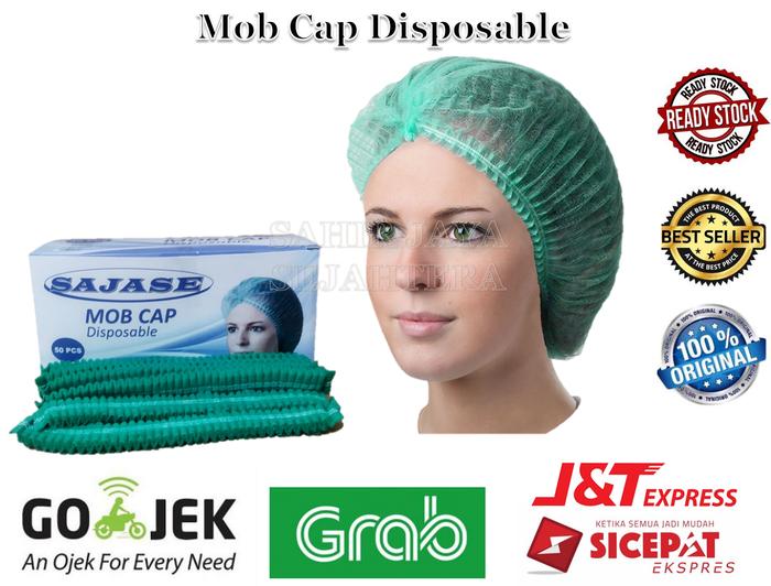 Promo Hair Cap Medis Eco Green Hairnet Disposable Nurse Cap Mobcap Eco ...