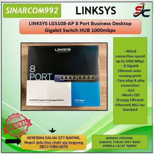 Promo LINKSYS LGS108-AP 8 Port Business Desktop Gigabit Switch HUB ...