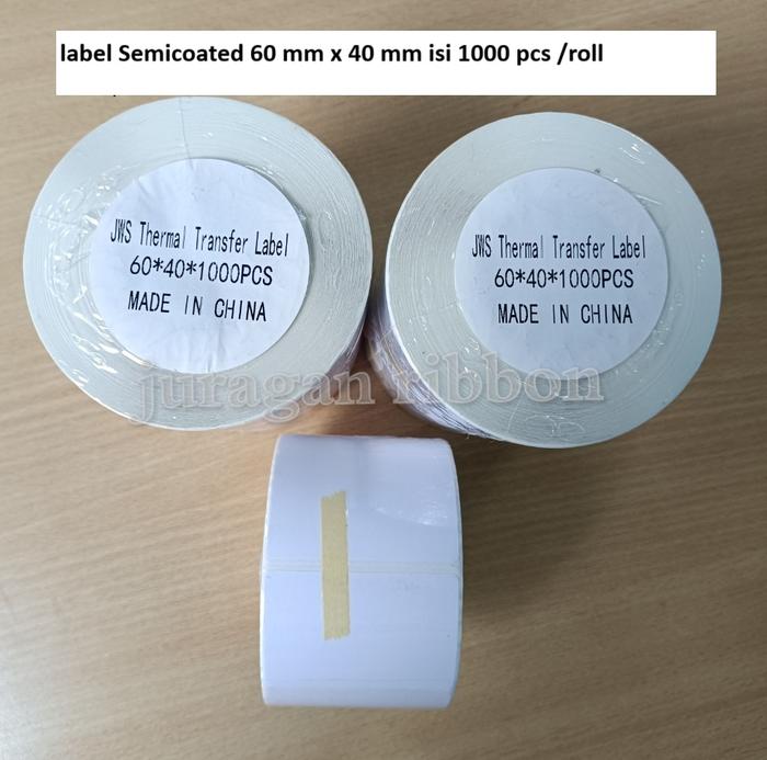 Jual LABEL BARCODE 60 X 40 (1 baris) isi 1000 PCS LABEL SEMI COATED ...