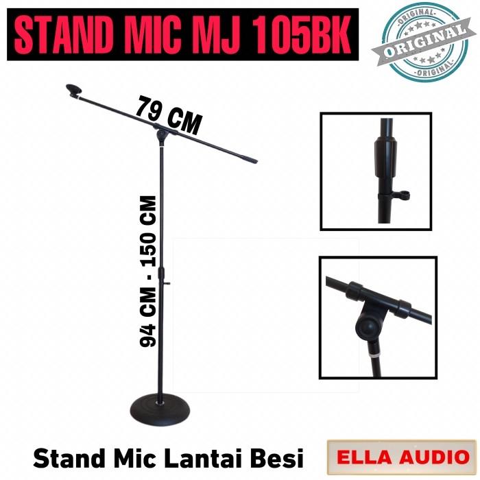 Jual Stand Microphone panggung Tatakan Bulat Full Besi Hitam with Boom ...