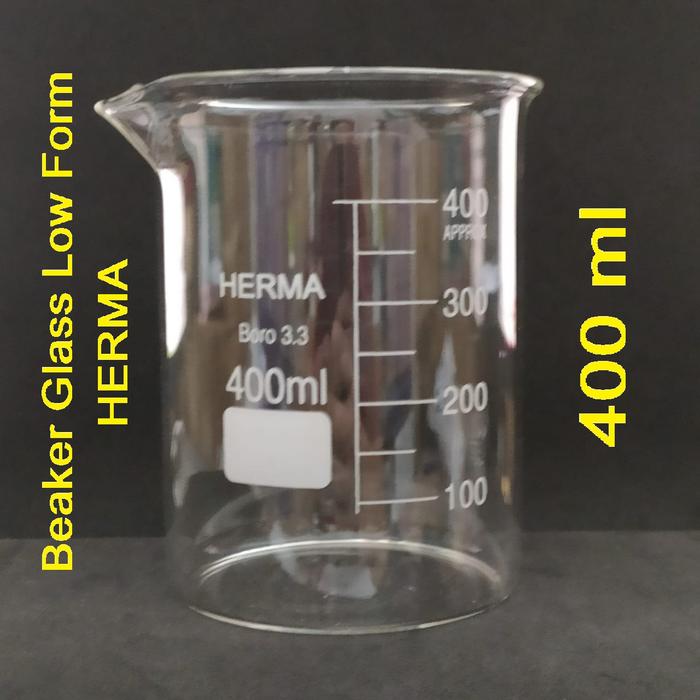 Jual BEAKER GLASS 400 ML GELAS KIMIA GELAS PIALA BEKER GLASS LOW FORM ...