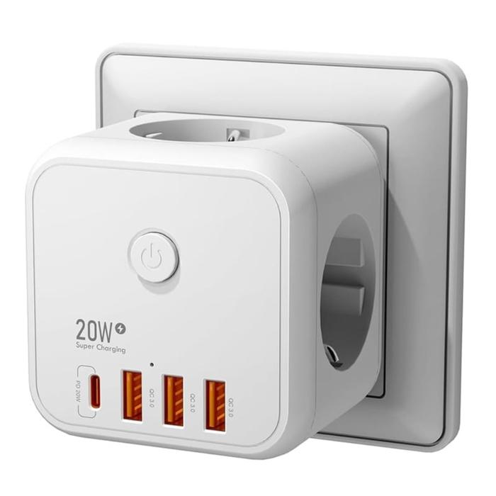 Jual 3000W EU Plug Power Strip AC Outlets Multitap Socket 3m Extension ...