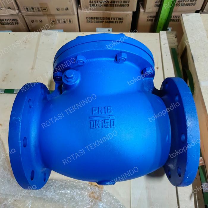 Jual Swing Check Valve PN16 SIZE 6" INCH / CAST IRON FLANGE DN150 ...