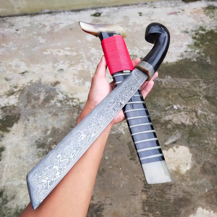 Jual Golok fulltanduk hitam kombinasi bule balikmipih pamor betawian ...