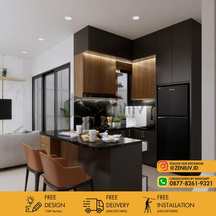 Jual Custom Kitchen Set Minimalis Modern - Gratis Desain Interior - Bahan Plywood 18mm Finishing ...