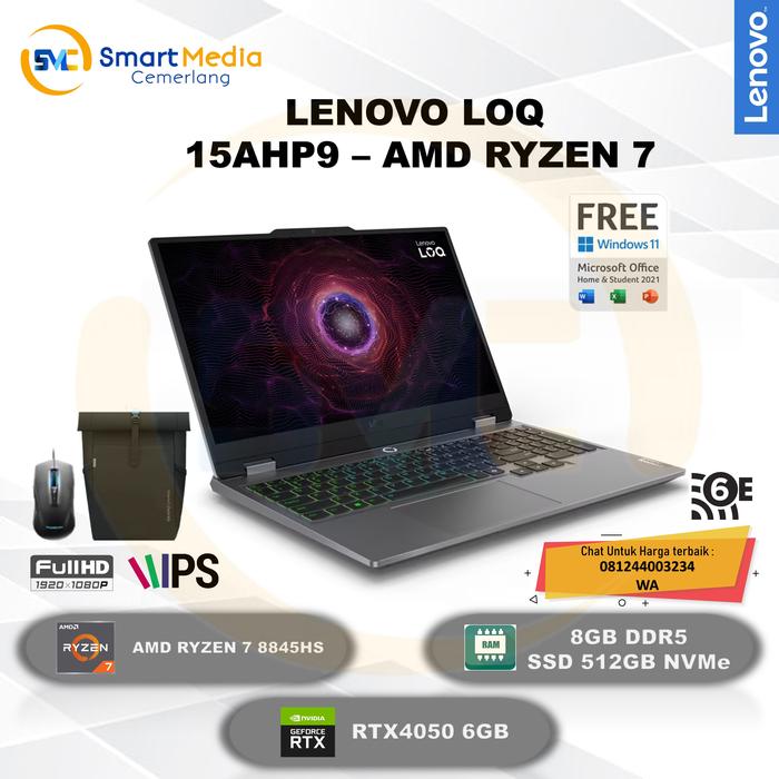 Promo Lenovo LOQ 15AHP9 38ID|Ryzen 7 8845HS|8GB|512GB|RTX4050 6GB|W11 ...
