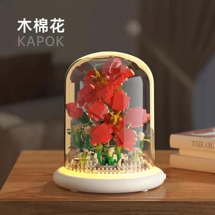 Jual Mainan Diy Lego Bunga Dengan Kotak Akrilik Menyala Model 3d Susun ...