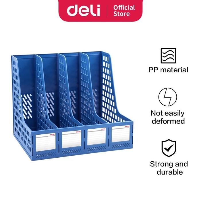 Jual Deli File Tray / Rak Box File Bahan Plastik 4 Sekat 33777 - Biru ...