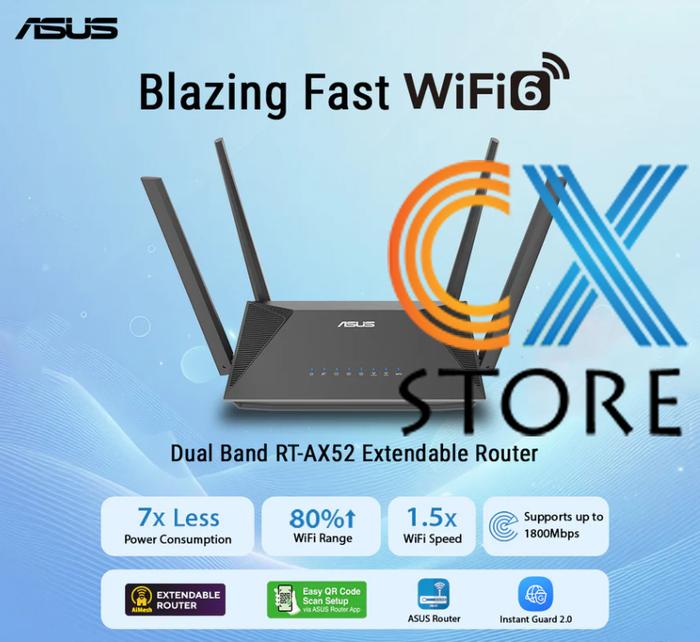 Jual ASUS RT-AX52 AX1800 Dual Band WiFi 6 Extendable Router with AiMesh ...