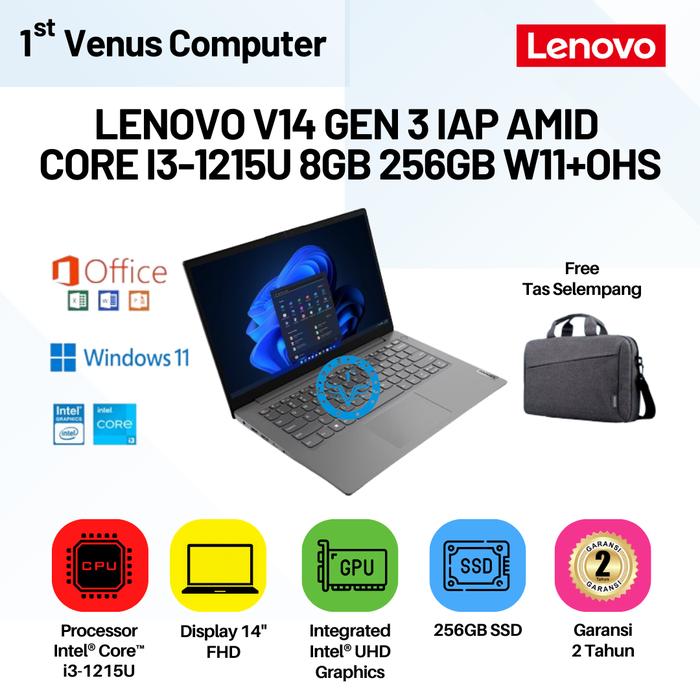Jual Laptop Lenovo V14 Gen 3 IAP AMID CORE i3-1215U 8GB 256GB W11+OHS - Kota Makassar ...