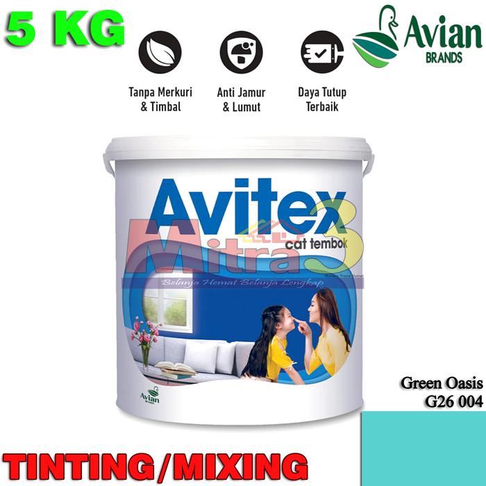Jual Cat Tembok Interior AVITEX 5KG Green Oasis G26 004 (mixing) Avian Brands / Cat Dinding ...