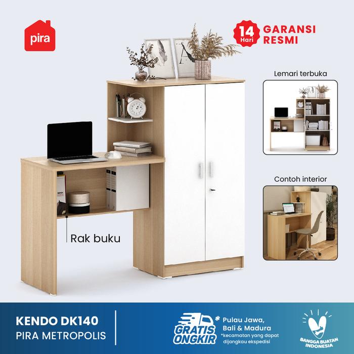 Promo PIRA METROPOLIS - KENDO DK140 Meja Kerja dengan Rak Buku Cicil 0% ...
