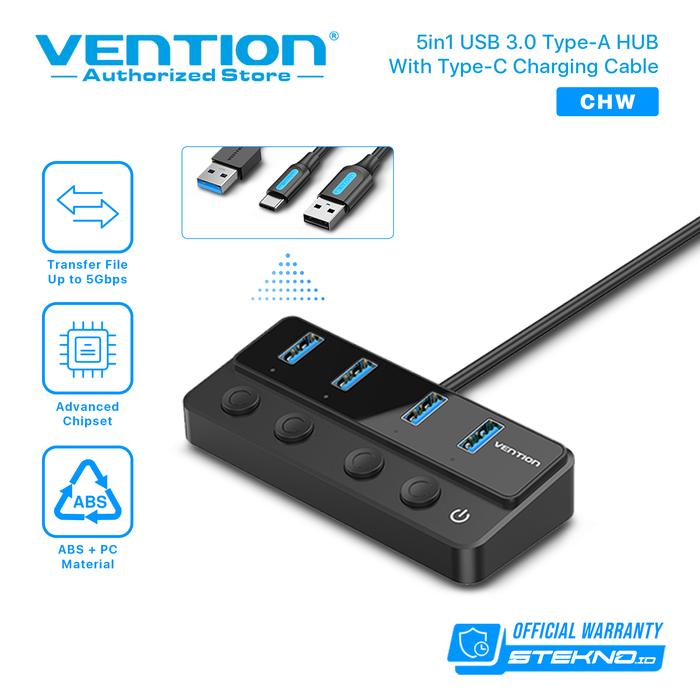 Jual Vention USB Hub 2.0 3.0 With Power Switch Led And Usb C Power ...