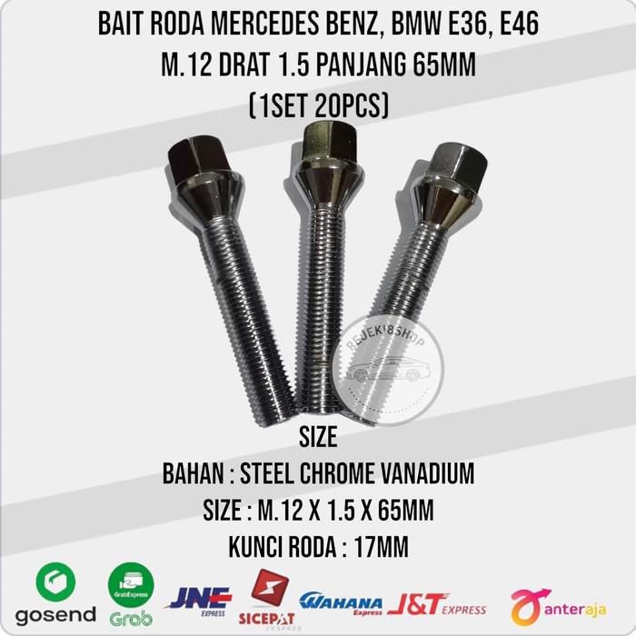 Jual BAUT RODA MERCY, BMW ,VW ,MAZDA M.12 PANJANG 65MM P.1.50 - Kota ...