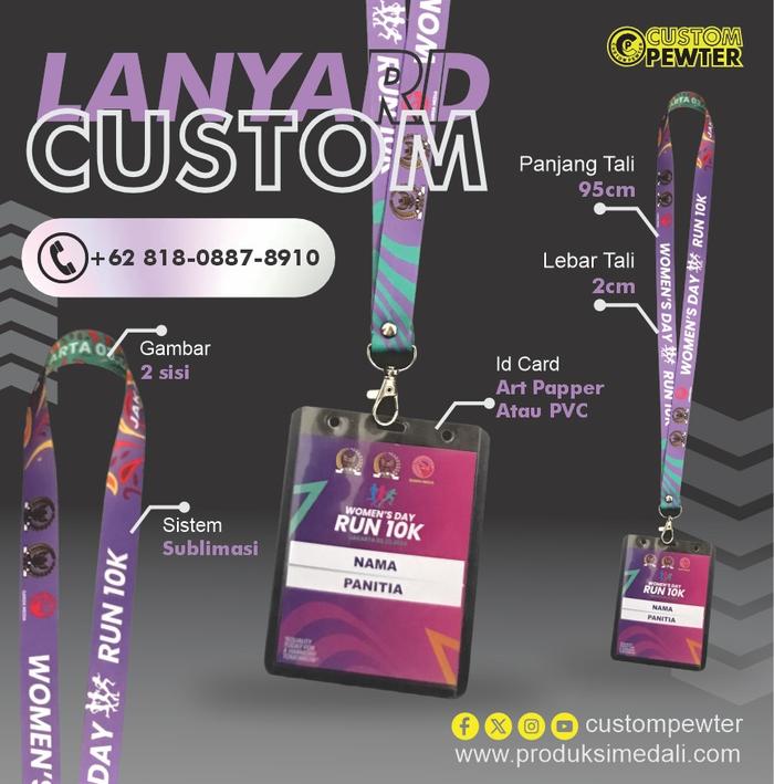 Jual Bikin Tali Lanyard Custom 2 cm | Name Tag ID Card Custom - Kota ...