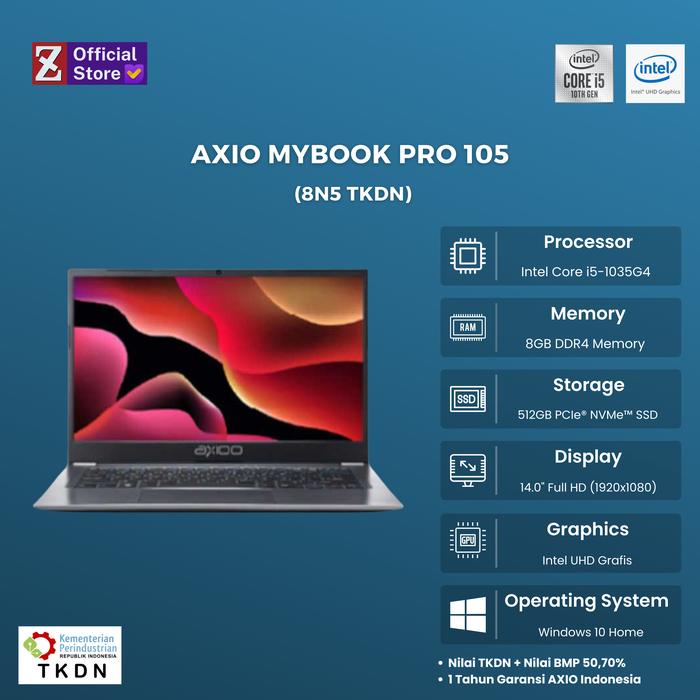 Promo AXIOO MYBOOK PRO 105 (8N5) TKDN i5-1035G4 8GB/512GB SSD 14" FHD ...