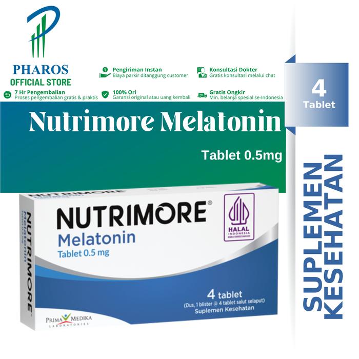 Promo Nutrimore Melatonin 0.5mg 4 Tablet/ Meningkatkan Kualitas Tidur/ Meringankan Gejala Susah ...