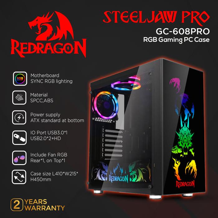 Promo Redragon RGB Gaming PC Case STEELJAW PRO - GC-608PRO Cicil 0% 3x ...