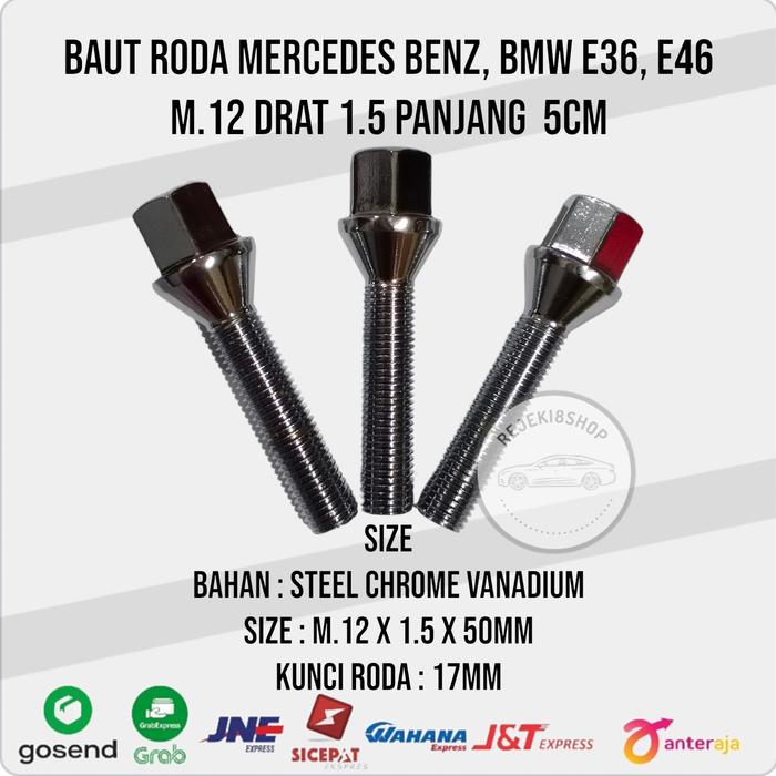 Jual Baut Roda Mercy, BMW, VW, Mazda panjang 50mm M.12 bolt nut - Kota ...