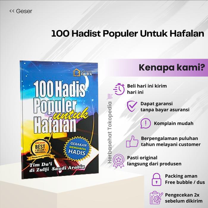 Jual Buku 100 Hadis Populer untuk hafalan Elba | Buku bacaan agama islam sesuai dalil sahih ...
