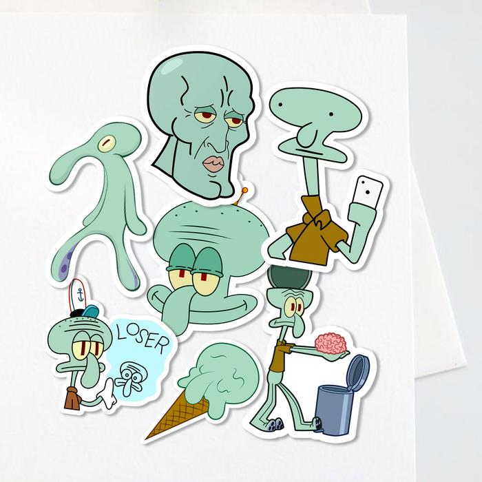 Jual Sticker Awkward Squidward Aesthetic Stiker Waterproof (7pcs ...