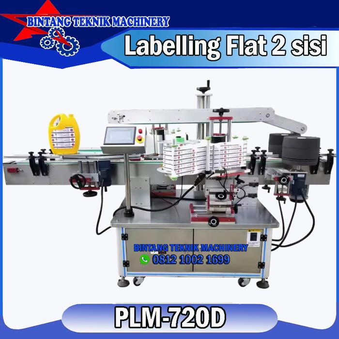 Jual mesin labelling otomatis pemasangan label flat 2 sisi depan ...