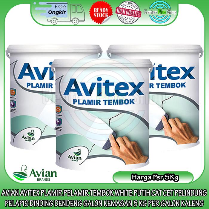 Jual AVIAN AVITEX PLAMIR PELAMIR TEMBOK KEMASAN GALON 5 KG KILO PER GALON WHITE PUTIH CAT CET ...