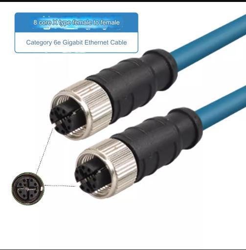 Jual M12 female X code 8 pin to M12 female X code cable industrial ...