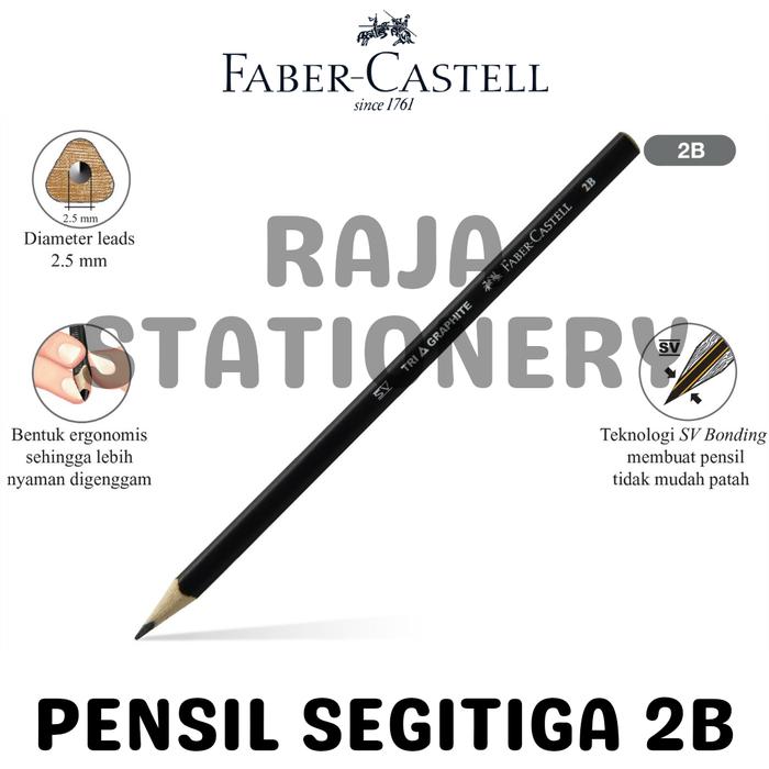 Promo Faber Castel TRIANGULAR Pencil 2B Graphite Tri Black / Pensil ...