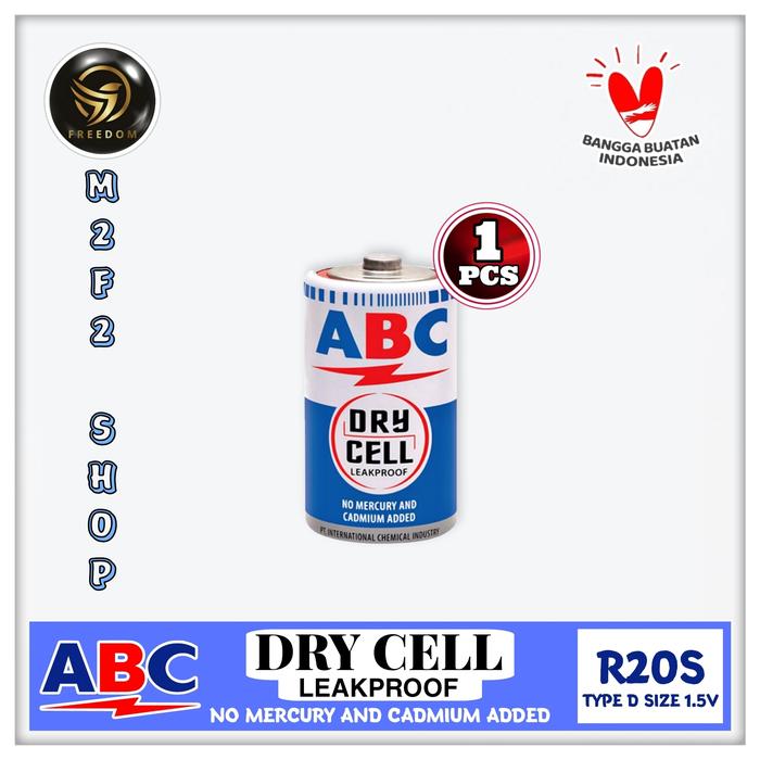 Jual Batu Baterai ABC Biru Dry Cell Ukuran Besar Type R20S IEC/UM-1/D ...
