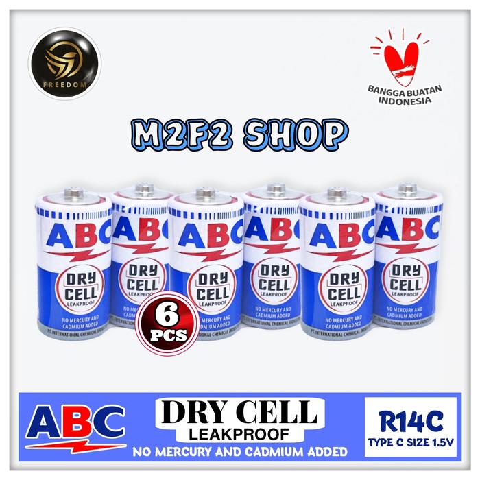 Jual Batu Baterai ABC Biru Dry Cell Ukuran Sedang Type R14C IEC/UM-2/C ...