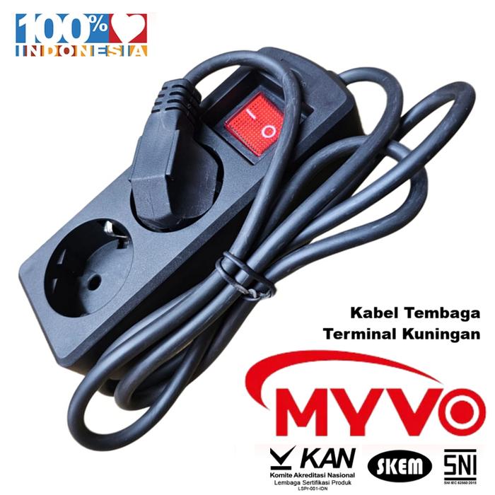 Jual Kabel Stop Kontak Hitam Colokan Bulat SNI Soket Listrik AC Socket ...
