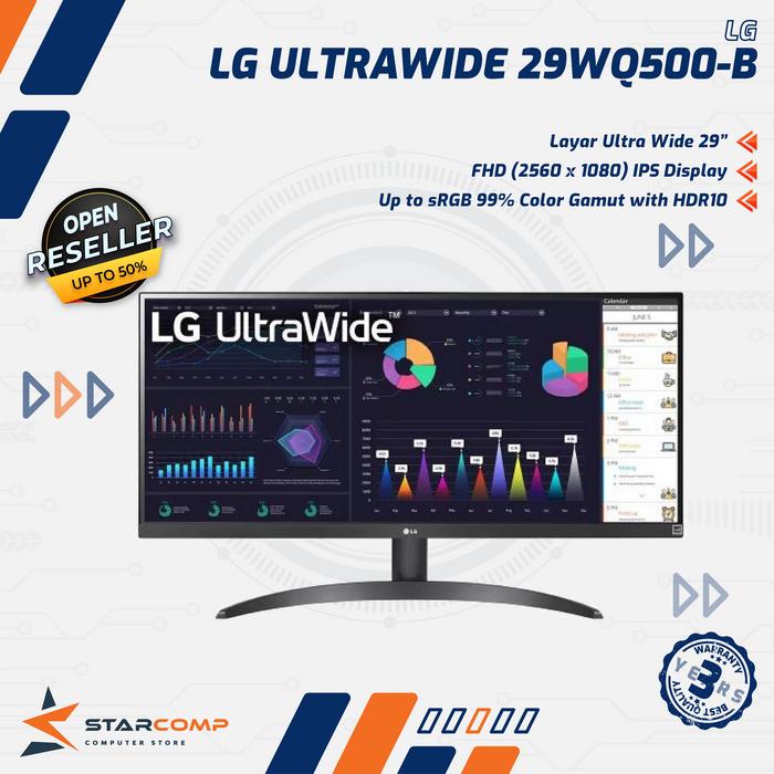 Promo LG UltraWide 29WQ500-B 29'' 21:9 UW FHD IPS Monitor AMD FreeSync ...
