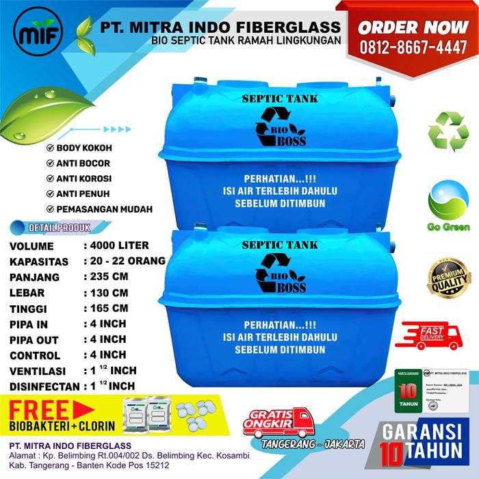 Jual septic tank 4000 liter. Biotech.Bioboss.Biomif.Biofil.Biofilter ...
