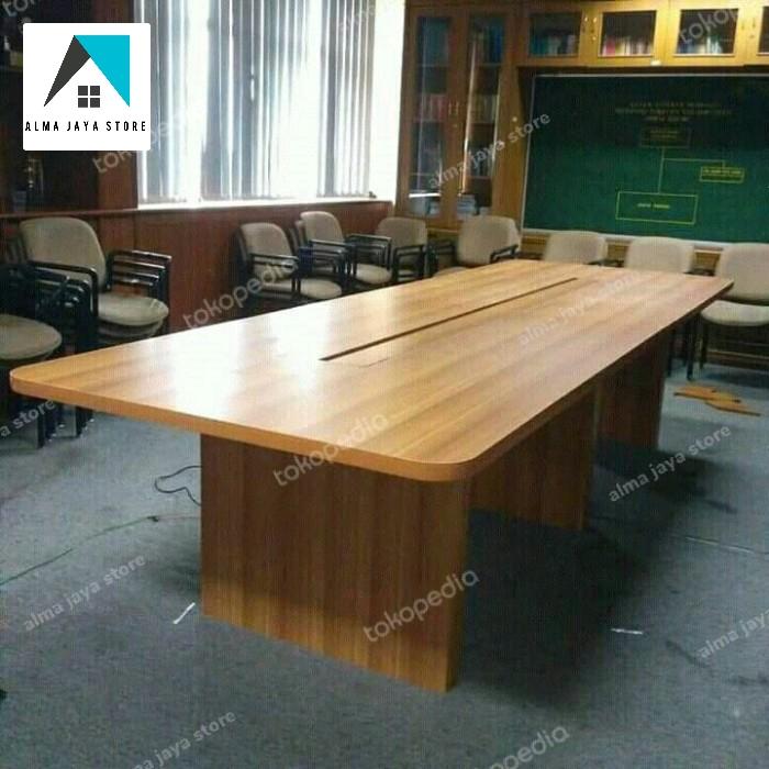 Jual meja meeting kayu mahoni/HPL,gambar pakai HPL, uk 240cm x80cm ...