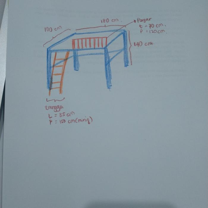 Jual Ranjang Tempat Tidur Tingkat Besi Holo Tangga Miring Alas Papan ...