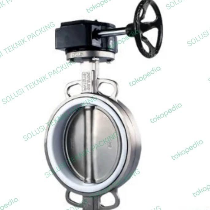 Jual BUTTERFLY VALVE STAINLESS SS 304 PTFE TEFLON 6" INCH GEAR OPERATOR ...