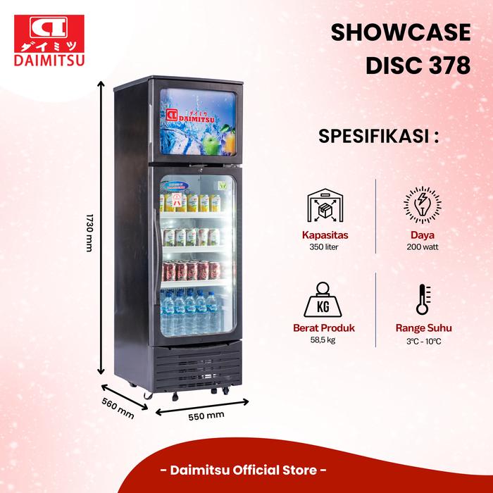 Jual Showcase / Lemari Pendingin Minuman Kaca 3 Rak Daimitsu Tipe Disc ...