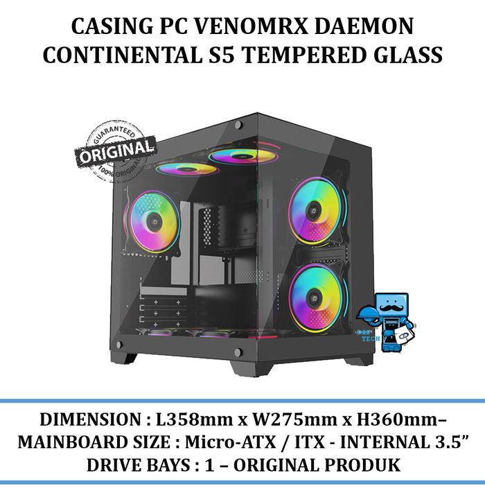 Jual Casing PC VenomRX Daemon Continental S5 Tempered Glass Black ...