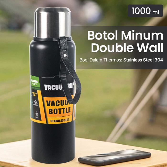 Jual Tumbler 1 Liter Stainless Steel 304 Botol Minum Termos Double Wall Panas Dingin 1L ...