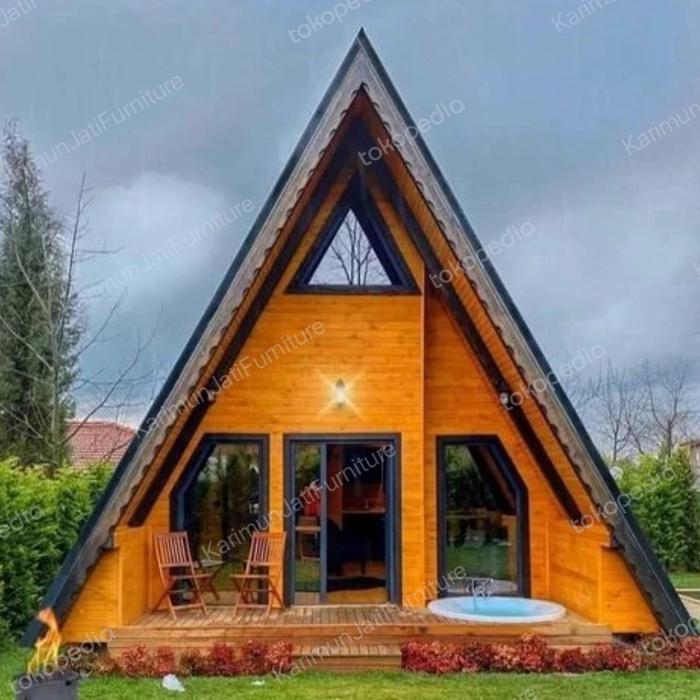 Jual rumah kayu segitiga knockdown 5 x 7 | rumah kayu terlengkap jepara - Kab. Jepara ...