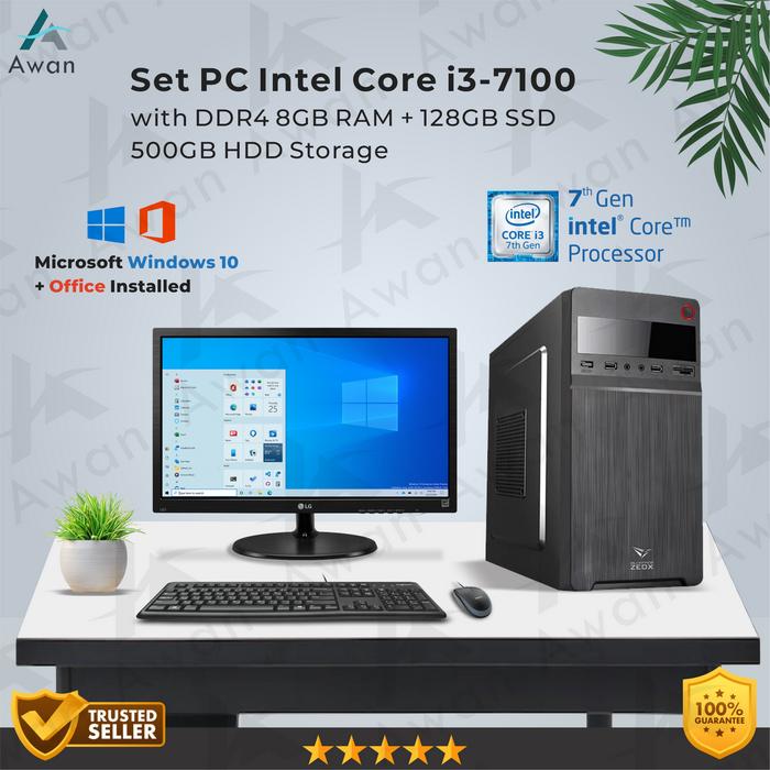 Jual Set PC Komputer Intel Core i3-7100 Gen-7 RAM 8GB SSD Rakitan Office - Kab. Tangerang - Awan ...