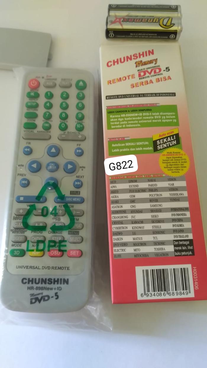 Jual G822 REMOTE DVD UNIVERSAL ORIGINAL REMOT CONTROL MULTI SERBA BISA SEGALA MERK DAN MODEL ...