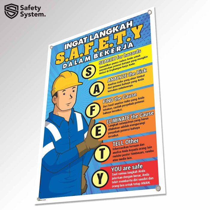 Jual Spanduk banner K3 ingat langkah safety dalam bekerja - L - Kab ...