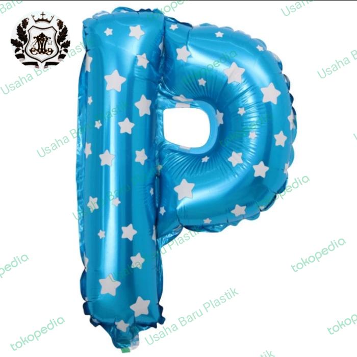Jual Balon foil huruf warna biru motif dr huruf K s/d huruf T diameter ...