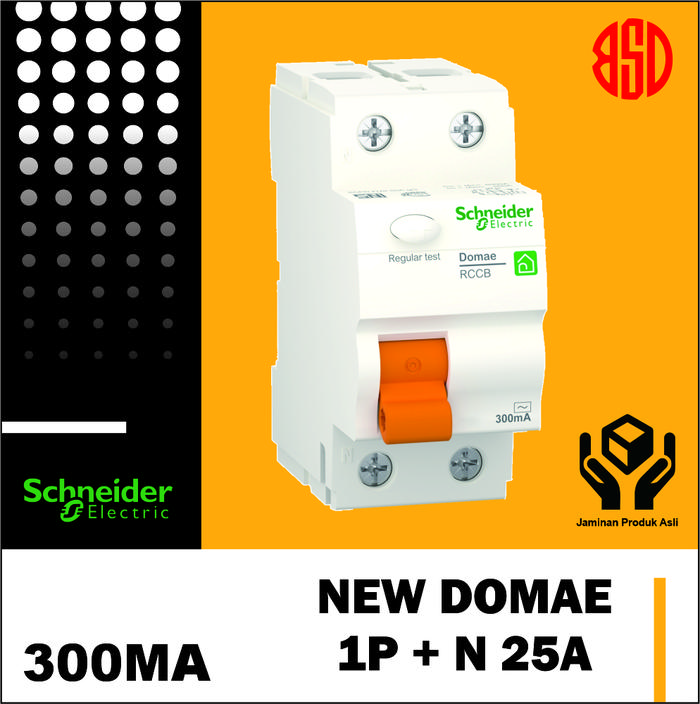 Promo ELCB RCCB SCHNEIDER New Domae 1P+N 300MA 2 Phase 25A ORIGINAL ...